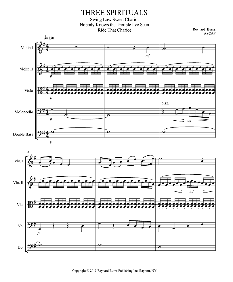 Sheet Music for String Orchestra : Three Spirituals : Strings Sheet Music