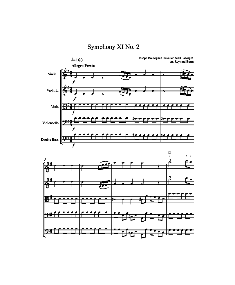 Sheet Music For String Orchestra Allegro Presto From Symphony 11 No 